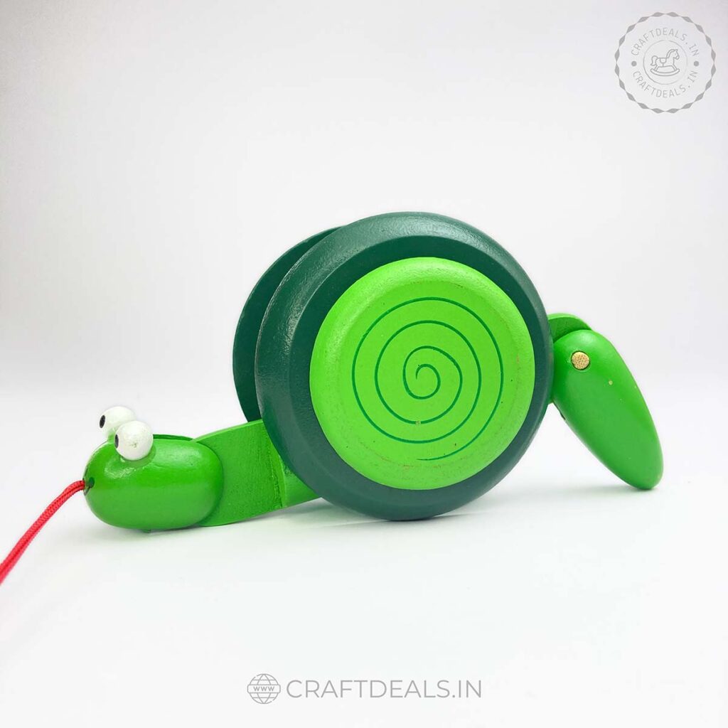 Snail Toy | Pull Along Snail Wooden Toy | Craftdeals.in